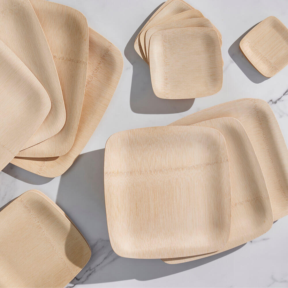 Bambu® Veneerware® Square Bamboo Plate - Pack of 25 (available in 5 ...
